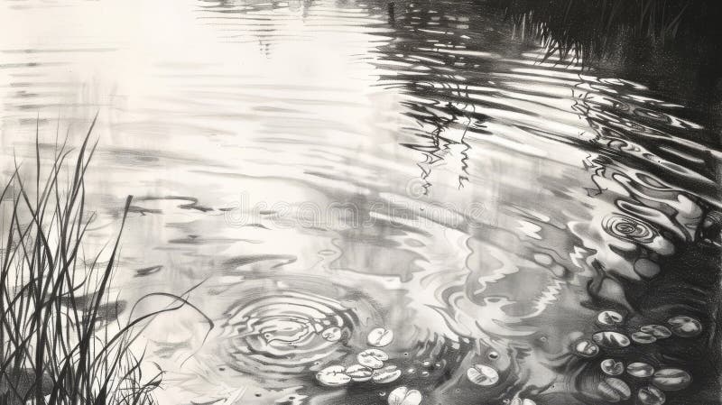 Fluid Charcoal Drawing Capturing the Beauty of Water S Movement Stock ...