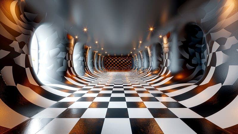 Captivating Checkered Corridor with Surreal Patterns and Lighting ...