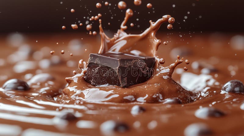 Captivating Chocolate Splash in Rich Liquid Pool with Droplets Stock ...