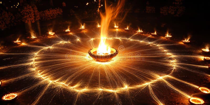 Mesmerizing Circular Fire Display with Radiant Sparks and Glowing ...