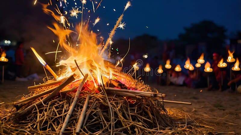 Bonfire Close-Up at Night in Open Field - Warm Glow & Flickering Flames ...