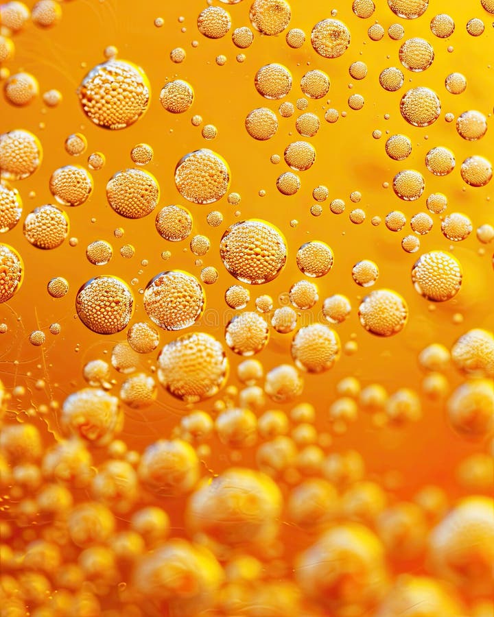 Captivating Close-Up of Bubbles Rising in Orange Beer during a Warm ...