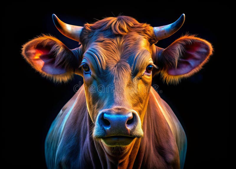 Captivating Cow Silhouette Against a Dramatic Black Background a ...