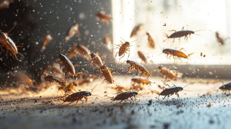 Swarm of Cockroaches in Dusty Room with Sunlight Rays Streaming in ...