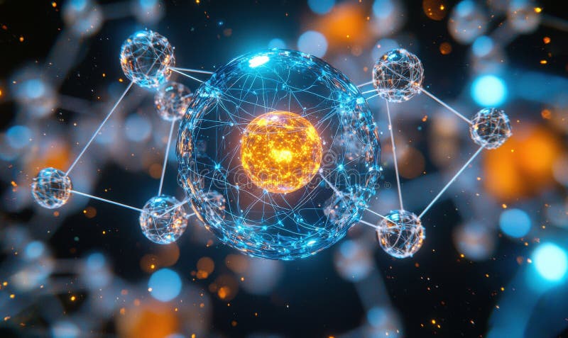 Close-up Illustration of an Atom with Protons and Neutrons Stock Photo ...