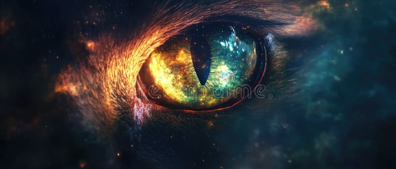 A Close-up of a Glowing, Otherworldly Eye with a Galaxy-like Texture ...