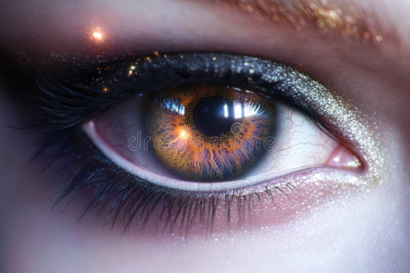 A Captivating Close-up of a Human Eye Features a Stunning Blend of Colors and Intricate Patterns ...