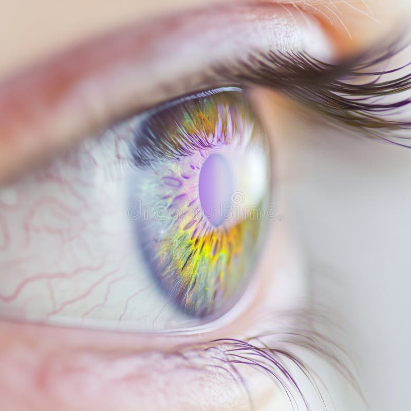 Detailed Close-up of a Human Eye with Multicolored Iris Pattern Stock ...