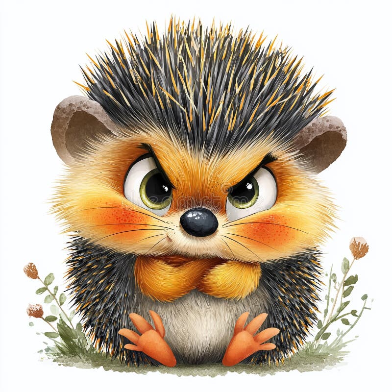 A Pouty Hedgehog with Ruffled Spines and Clenched Fists a CloseUp Study ...