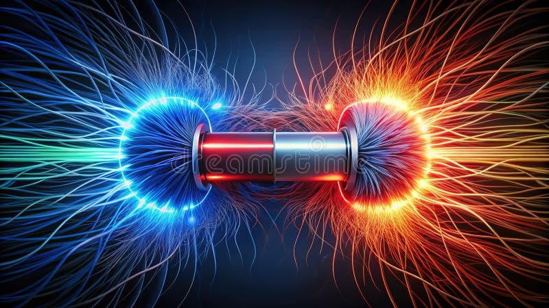 Detailed CloseUp Visualization of an Electromagnets Magnetic Field a ...
