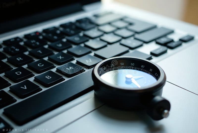 Detailed Closeup of a Modern Computer Keyboard with Integrated Compass ...