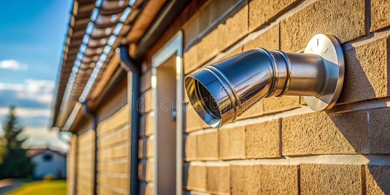 Rustic Home Ventilation Pipe Detailed CloseUp of a Single Pipe Mounted ...