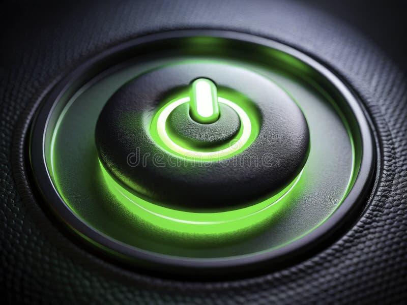 Illuminated Green Power Button: a Close-Up Exploration of Minimalist ...