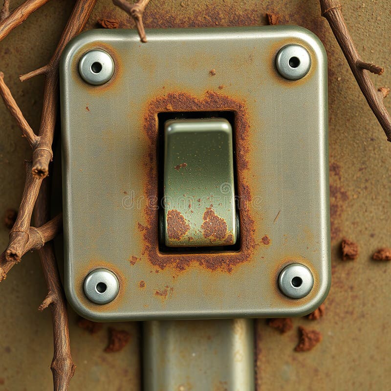 Rustic Olive Green Galvanized Metal Switch with Dried Twigs a CloseUp ...
