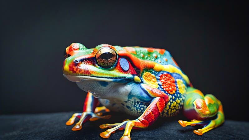 Captivating Close Up Image of a Vibrant and Colorful Painted Frog ...