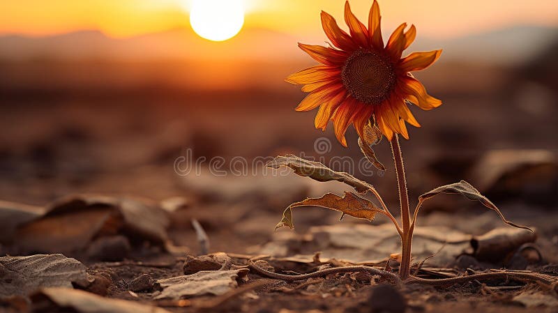 Solitary Beauty: Wilted Sunflower in Arid Desert Stock Illustration ... Solitary Beauty: Wilted Sunflower in Arid Desert Stock Illustration ...
