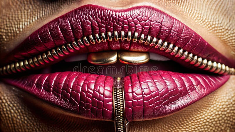 Closeup Abstract Photography of Sensual Lips and a Zipper a Fusion of ...
