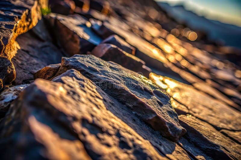 Intricate Texture of a Dark Shadowed Rock Face a CloseUp Study of ...