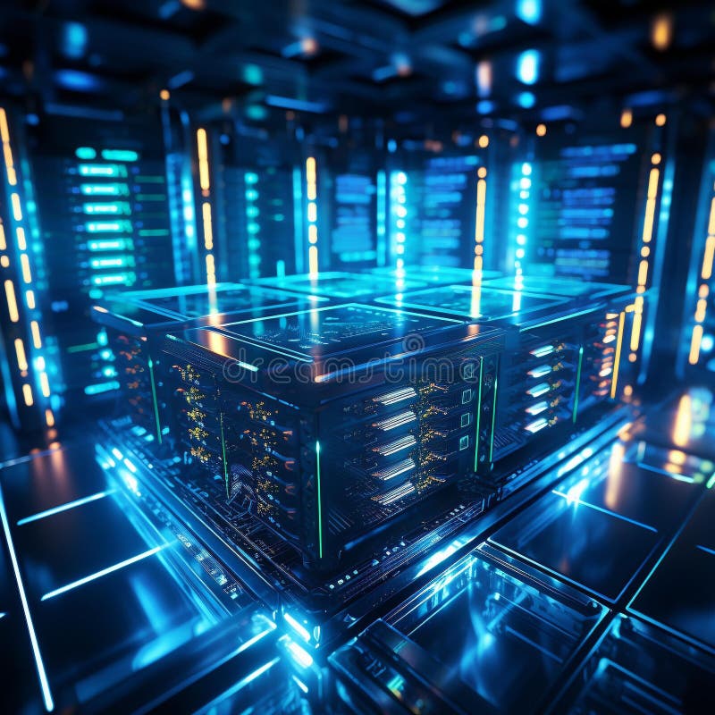 Data Fortress: Illuminated Encryption in a Futuristic Server Rack Stock ...