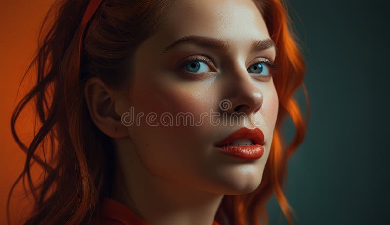 Striking Portrait of a Redhead Stock Illustration - Illustration of ...