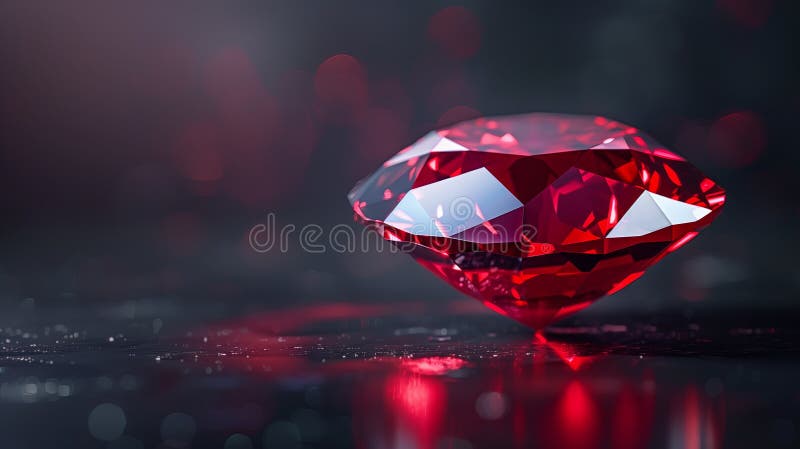 A Captivating Close Up of a Radiant Ruby Gemstone with a Dark, Glossy ...