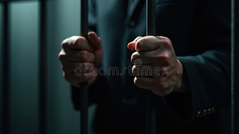 A Stark Prison Cell Intense CloseUp of Confinement Shadows and Security ...