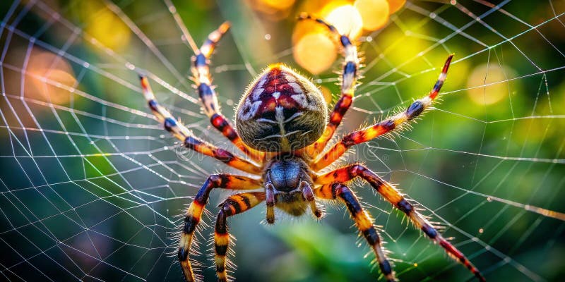 Intriguing Orb Weaver Spider in Action a CloseUp View of WebSpinning ...