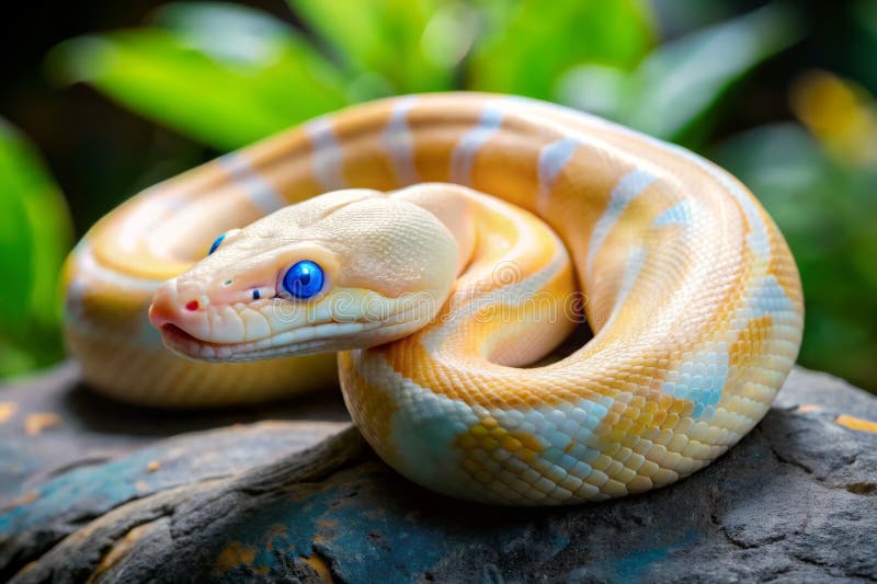 Stunning Albino Ball Python Effortless Slither Across Warm Rock Stock ...