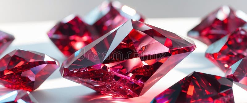Captivating Close Up of Ruby Red Crystals Displaying Faceted Surfaces ...