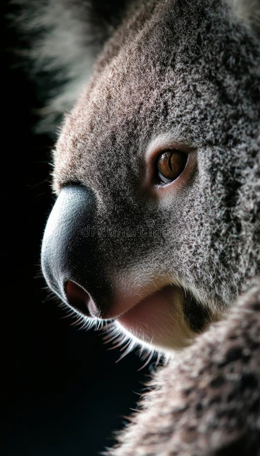 Close-up of Koala S Face, with Its Bright Eyes and Fluffy Fur Visible ...