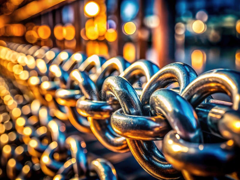 Detailed Close-Up of a Metallic Chain Link: Industrial Strength and ...
