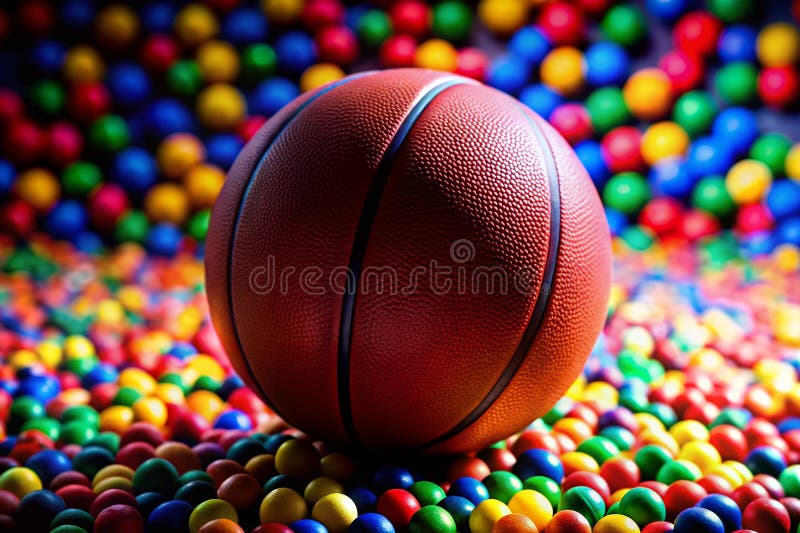 Vibrant Closeup of Colorful Balls Emphasizing a Basketball in Sharp ...
