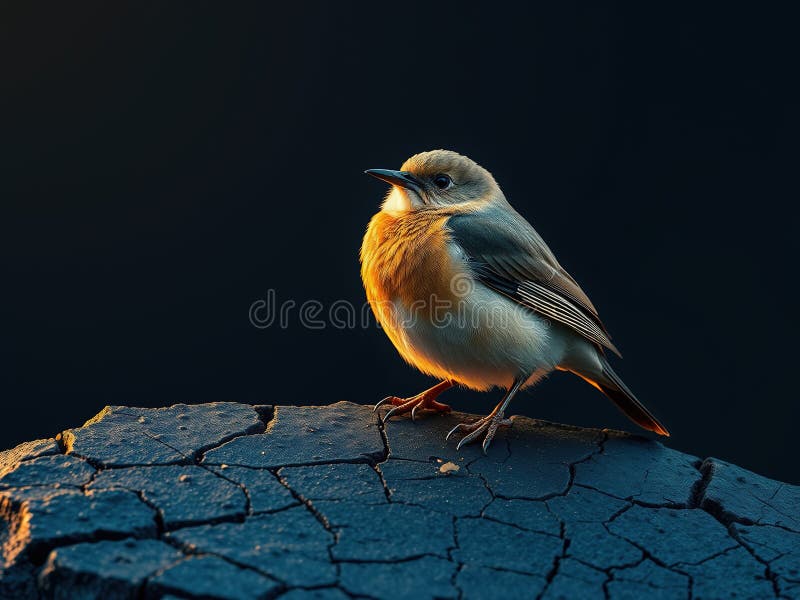 A Glowing Basalt Slab Teal and Gold Hues Featuring a Bird Perch ...