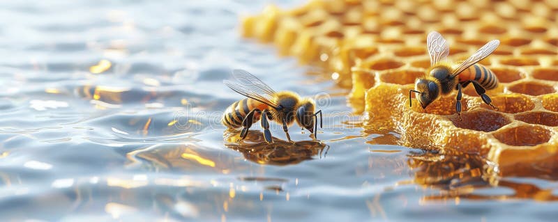 A Captivating Close-up Showcases Two Bees Gracefully Interacting with a ...