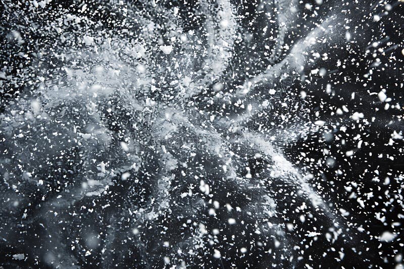 A Captivating Close-Up View of Snow Exploding Against a Dark Background ...