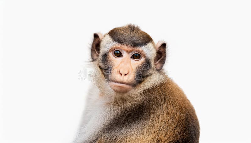 Strikingly Adorable Isolated Monkey in High Contrast White Background ...