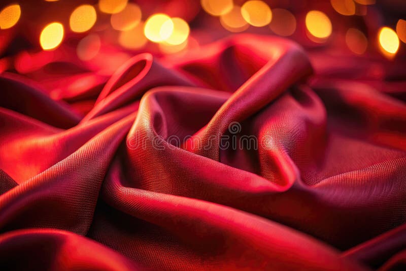 Captivating CloseUp of Deep Red Textured Fabric with Abstract Bokeh a ...