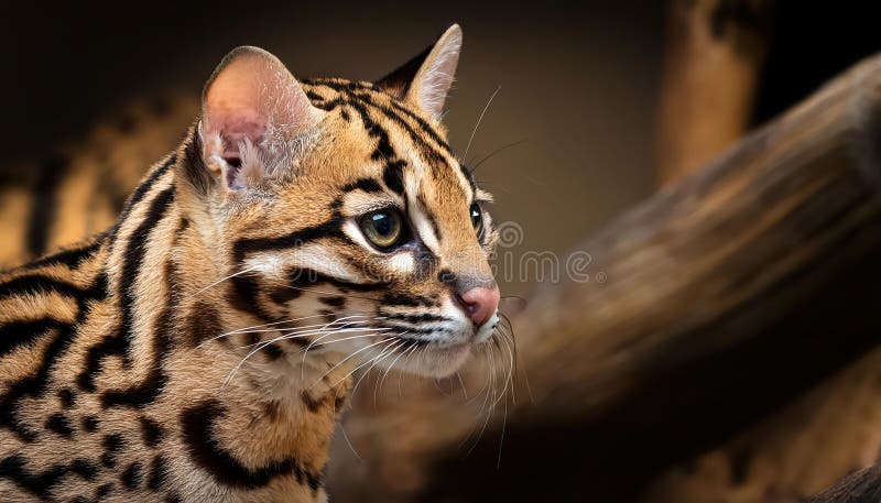 Striking CloseUp of a Wild Ocelot, Majestically Framed by Tropical ...