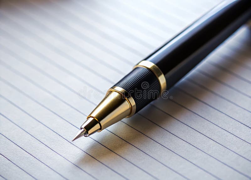 Captivating Closeup of a Pen on Lined Paper Smooth Script and Precise ...