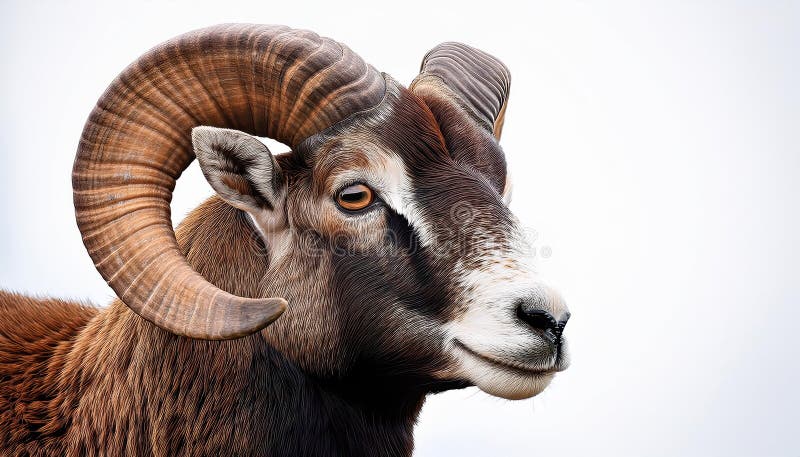 Striking Closeup Portrait of a Majestic Ram with Curved Horns ...