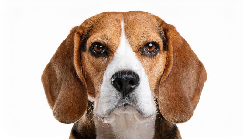 Striking Closeup of a Beagle Head Against a Pure White Background ...