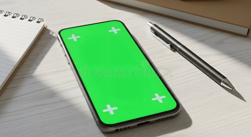 Captivating Closeup of Smartphone on Desk with Green Screen for ...
