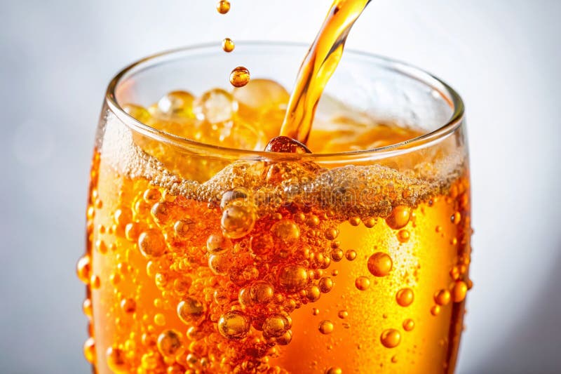 A Captivating CloseUp of a Sparkling Orange Drink Pouring Showcasing ...
