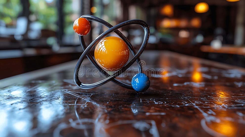 A Captivating Closeup of a Stylized Atom Model, Featuring Vibrant ...