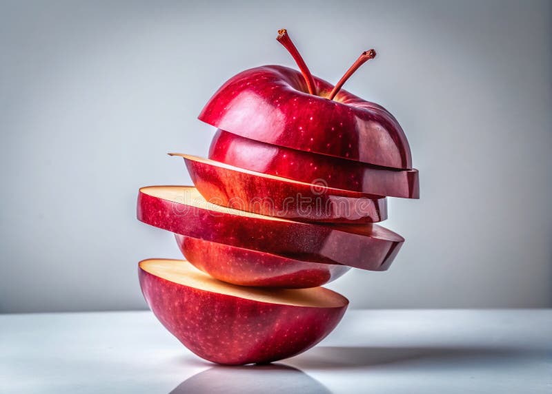 A Captivating Closeup of a Surreal Sliced Red Apple Vibrant Isolated ...