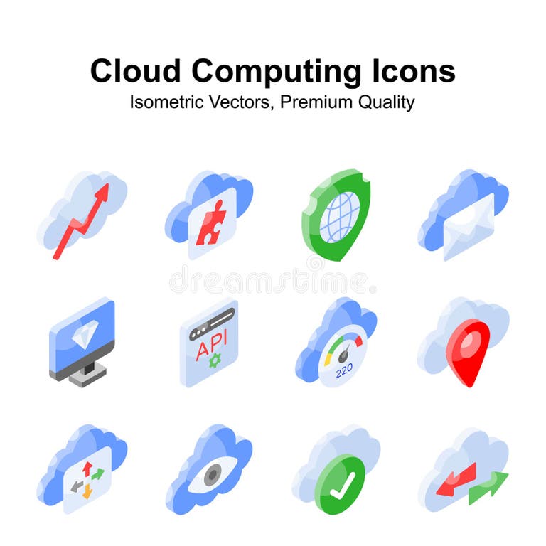 A Captivating Cloud Computing Isometric Icons Set Ready for Premium Use Stock Vector ...