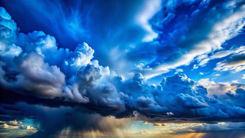 Captivating Cloudscape Dramatic Blue Sky with Dark Puffy Rain Clouds Perfect for Creative Design ...