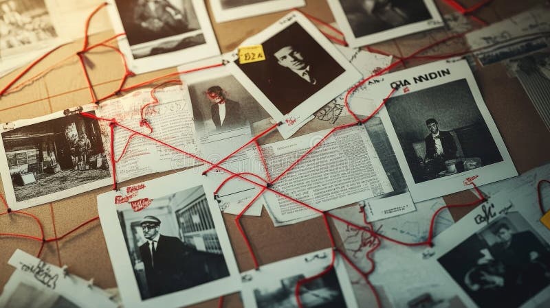 A Mysterious Investigation Board Featuring Numerous Photos and Clues ...