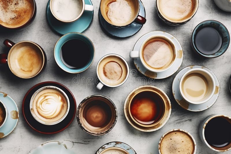 Captivating Collection of Creamy Coffee Cups Forms an Artful Mosaic. Ai ...