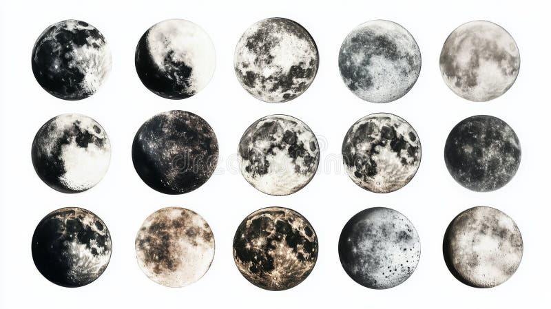 A Captivating Collection of Moon Phases Displayed in Various Tones and ...